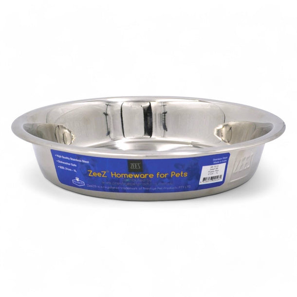 Flat-Bottomed Puppy Pan 3L – Stainless Steel Puppy Feeding Bowl (35cm ...