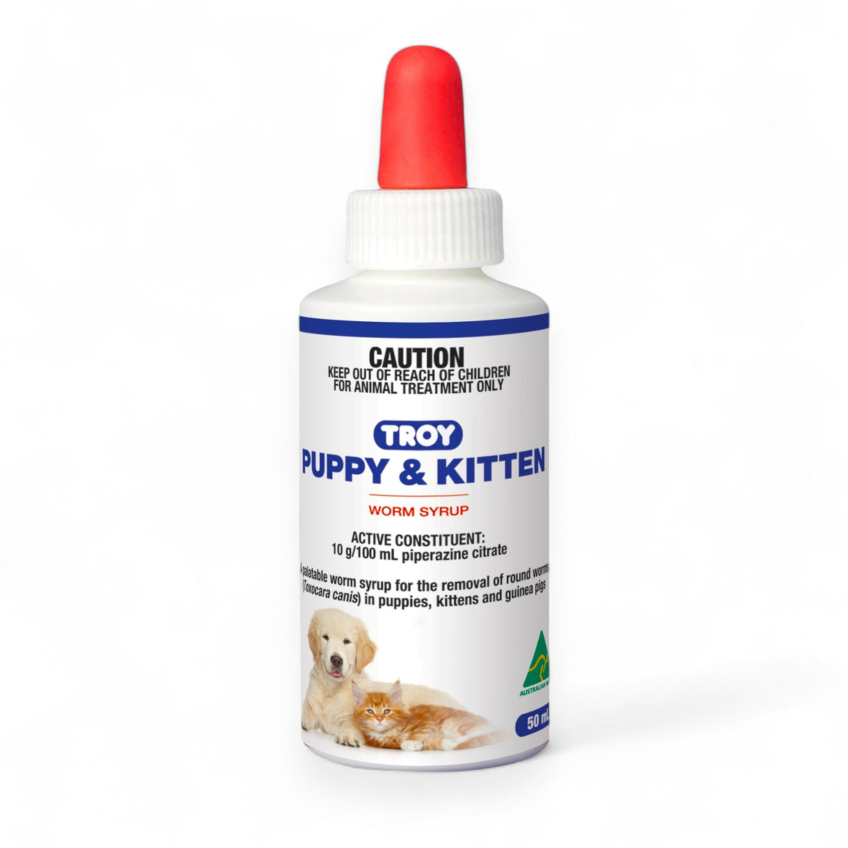 Troy Puppy & Kitten Worm Syrup 50mL - Dewormer for Puppies & Kittens ...